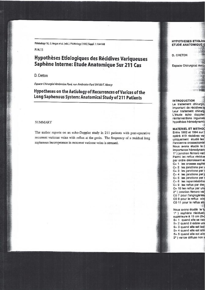 Hypothèses étiologiques des récidives variqueuses saphène interne ...