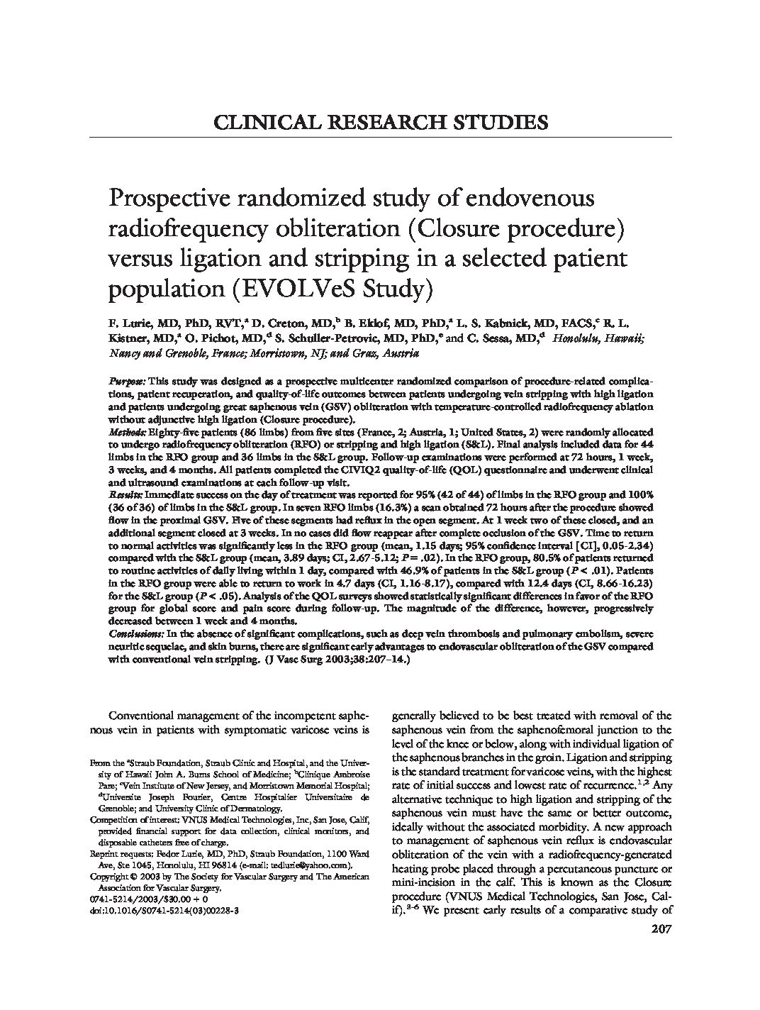 Prospective randomized study of endovenous radiofrequency obliteration ...